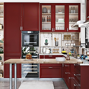 WESTICK Retro Red Wallpaper for Bedroom Walls 394" x 15.75" Red Contact Paper for Cabinets Waterproof Peel and Stick Wallpaper Self Adhesive Accent Wall Paper Living Room Entryway Vinyl Roll