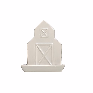 Creative Co-Op Matte Stoneware Barn Butter Dish Food Storage, 1 Pack, White