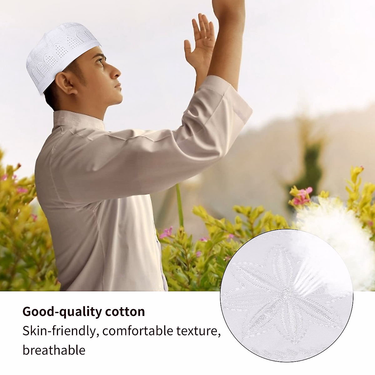 Shanrya Muslim Prayer Hat, Muslim Hat Saudi Arabia Headwear for Daily Wear for Prayer for Men for Women