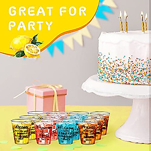 100 Pcs Plastic Shot Glasses 2 oz Disposable Cups Bulk Clear Plastic Sample Cups Transparent Small Tasting Cups Wine Whiskey Container Fun Design for Party Birthday Supplies Wedding, 4 Styles