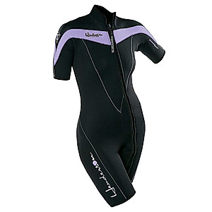 Henderson Women's Thermoprene 3mm Front Zip Shorty Springsuit, Black/Lavender, 18
