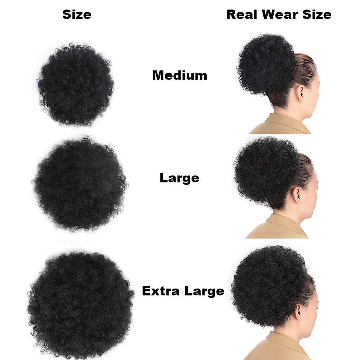 AISI QUEENS Extra Large Afro Puff Drawstring Ponytail for Women,Big Black Afro Kinky Curly Hair Bun Synthetic Hairpieces Clip in Hair Extensions for Black Women Girls (Extra Large,1B#)