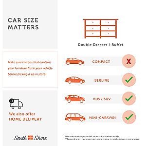 South Shore Gramercy 6-Drawer Double Dresser, 18.88"D x 51.12"W x 31.12"H, Pure White