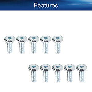 Yinpecly 10PCS M6x20mm Hex Socket Flat Head Screws Furniture Bolts Fastener Countersunk Connector Screws, Full Thread, Carbon Steel, Blue White Tone