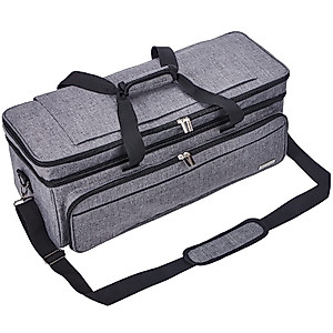 NICOGENA Double Layer Carrying Case with Mat Pocket for Cricut Explore Air 2, Cricut Maker, Multi Large Front Pockets for Tools Accessories and Supplies, Grey
