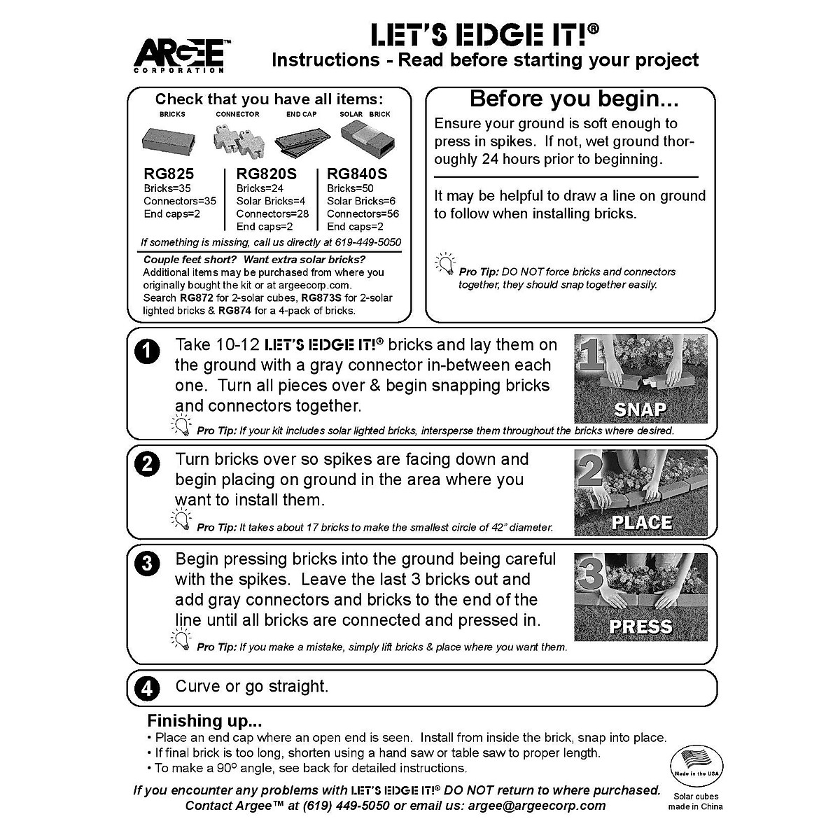 Argee RG825 Lets Edge It Decorative Plastic Brick Edging, no lights, 25 feet, Terra Cotta