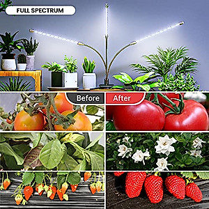 BAEDAOD Grow Lights for Indoor Plants, 6000K 135 LEDs Grow Light for Seed Starting with Full Spectrum, Clip Plant Lights with Flexible Gooseneck，3/9/12H Timer, 10 Dimmable Levels, 3 Switch Modes