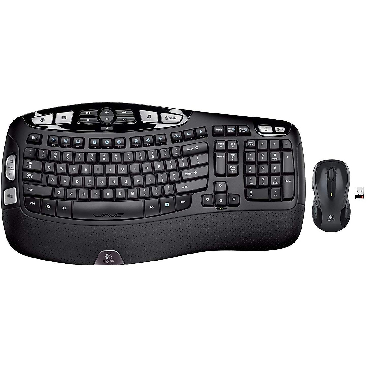 Logitech MK550 Wireless Wave K350 Keyboard and MK510 Laser Mouse Combo — Includes Keyboard and Mouse, Long Battery Life, Ergonomic Wave Design and Wireless Mouse