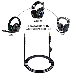 weishan A40 Cord Replacement for Astro A10 A40 TR Gaming Headsets, 3.5mm(1/8") Braided Detachable Audio Cable with Inline Volume Control, 6ft Long