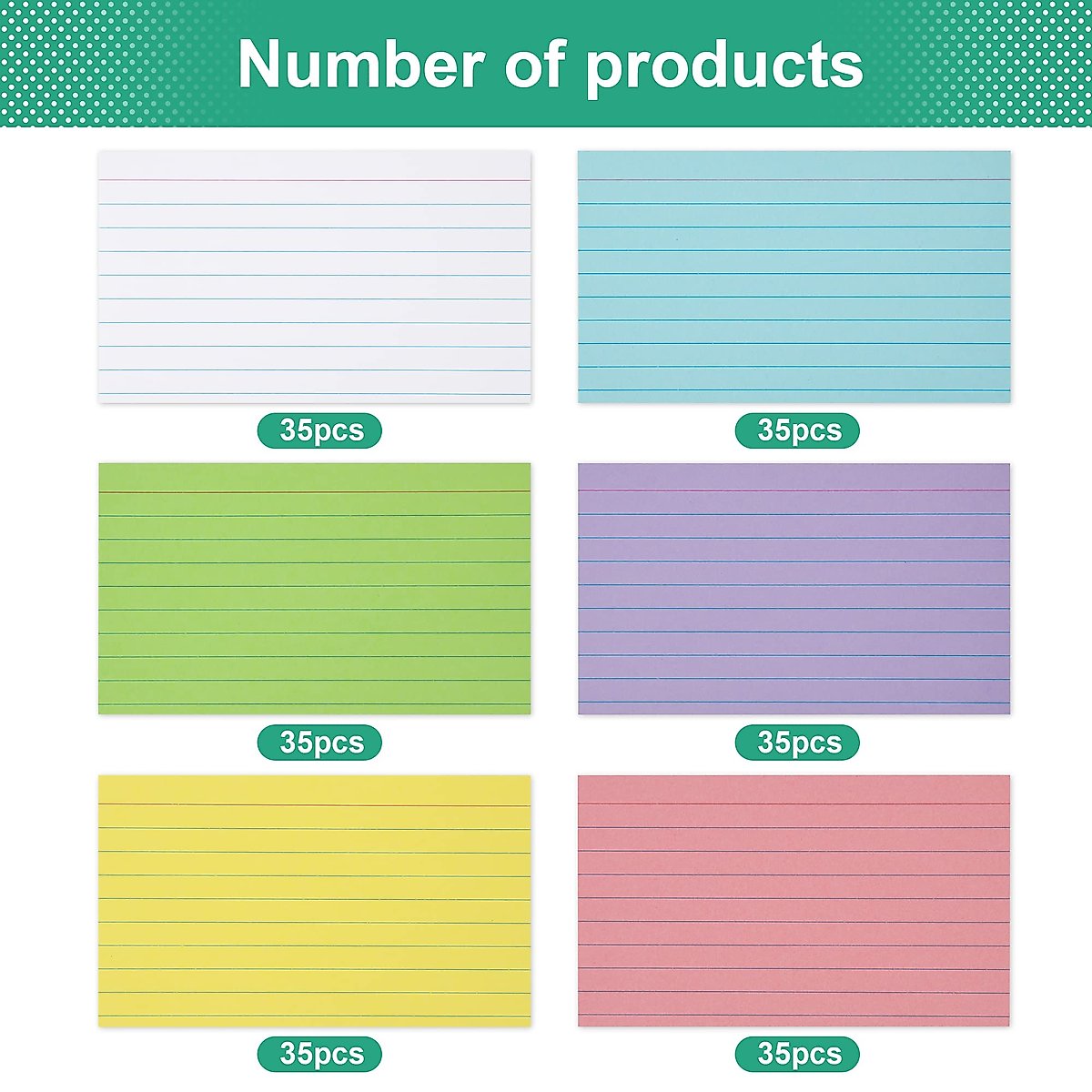 Index Cards 3x5, Ruled Index Cards, Flash Cards for Studying, Colored Index Cards, Note Cards, Study Cards, 210 pcs Lined Colored Index Flashcards for Office and School Suplplies