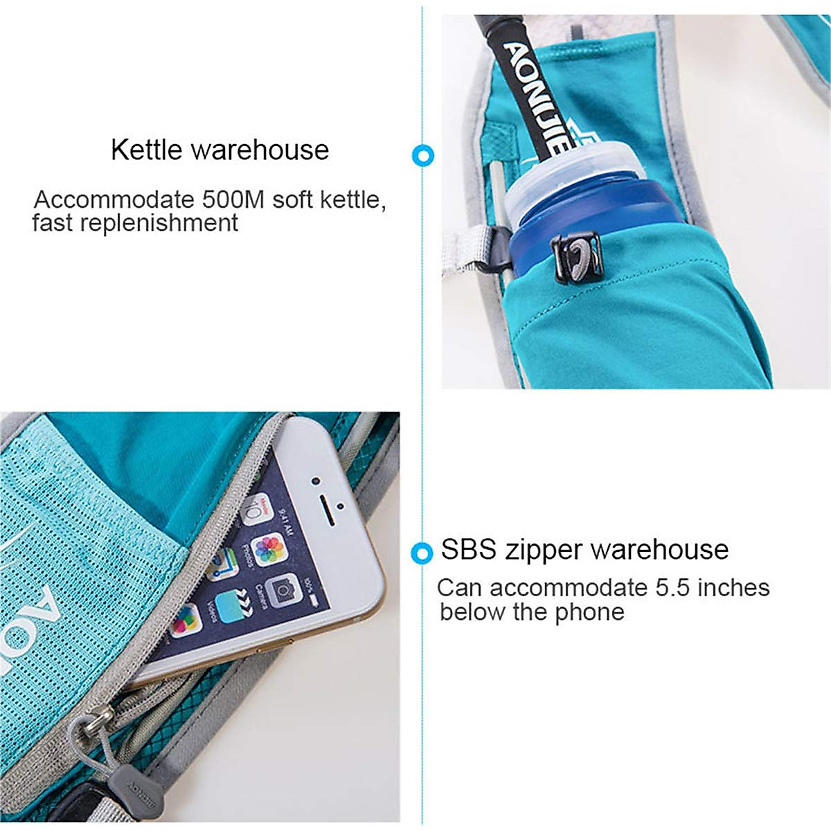 Win.Deeper 5L Lightweight Running Backpack Outdoor Sports Trail Racing Marathon Hiking Fitness Bag Hydration Vest Pack (Black + 500ML Water Bottle)