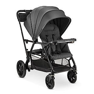 Joovy Caboose RS Sit & Stand Double Stroller for Children Up to 55 lb. with All-Terrain Wheels, UPF50+ Sun Canopy & Magnetic 5-Point Safety Harnesses, Jet