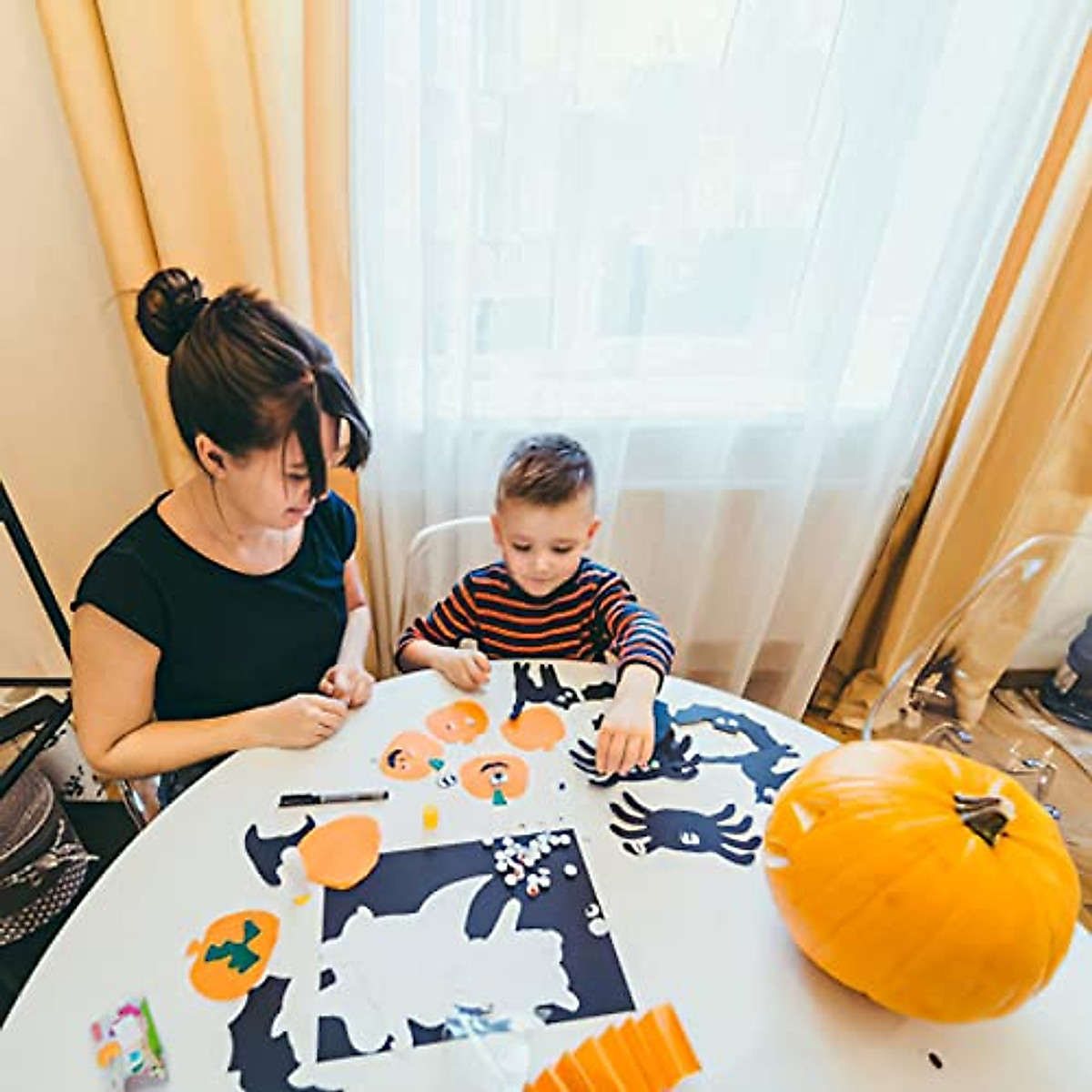 4E's Novelty Foam Pumpkin Shapes Craft (12 Pack) Halloween Crafts for Kids, Large 8" Cutouts - Fall Crafts for Kids Toddlers Classroom Supplies Halloween Activities for Kids Party Ages 2-4 3-5 4-8