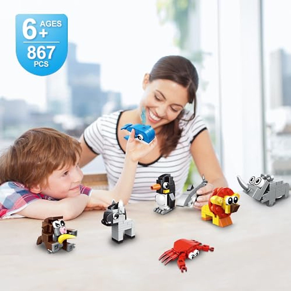 HOGOKIDS 30 Packs Party Favors for Kids - 867PCS Animals Building Blocks Sets for Classroom Prizes Goodie Bag Fillers Stocking Stuffers Birthday Valentines Easter Gifts for Kids Boys Girls 6+