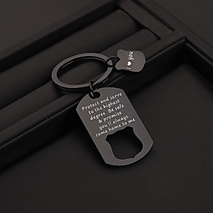Police Officer Gift Protect And Serve Be Safe And Come Home To Me Keychain Cop Gift For husband Police Graduation Gift (Protect Serve-black Key)