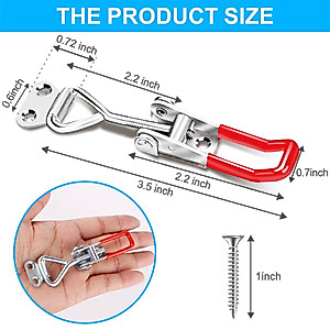 6 Pack Toggle Latch Clamp 4001, Adjustable Latch, Smoker Clamps Heavy Duty Latches, 330Lbs Holding Capacity Pull for Lid Jig, Tool Box Case (24PCS Screws)
