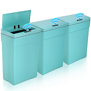 Dkeli Trash Can 13 Gallon Kitchen Trash Can for Bathroom Bedroom Home Office Automatic High-Capacity Plastic Touch Free Garbage Can with Lid Waste Bin 50 Liter, Set of 2