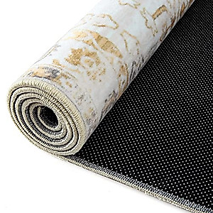 COZYLOOM Large 8x10 Area Rug Medallion Distressed Soft Rug Retro Indoor Carpet for Living Room Non-Shedding Floral Floor Carpet Low Pile Anti-Slip Backing Bedroom Thin Rug Accent Home Decor