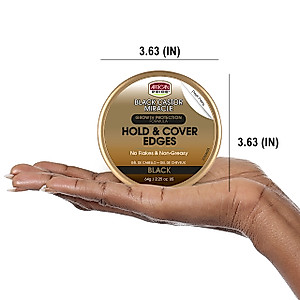 African Pride Black Castor Miracle Hold & Cover Edges - Slicks and Controls Edges, Covers Grays, Fills Thinning Areas, Contains Black Castor Oil & Coconut Oil, 2.25 oz