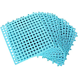 12 Pack 11.8" x 11.8" Interlocking Floor Tiles with Drain Holes Soft PVC Non Slip Shower Floor Mat Modular Interlocking Cushion Mat for Drain, Pool, Patio, Balcony, Kennel, Poultry, Floor Grid, Blue