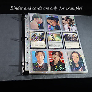 30PCS Holographic Trading Card Sleeve Pages Gemstone Foil Card Sleeves 9 Pockets Fit 3 Ring Binder Pages (Clear foil Card Pages)