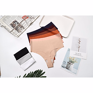 Wealurre Womens Underwear High Waisted Seamless Thongs for Women Breathable No Show Panties for Ladies 6 Pack (Gradient,XS)