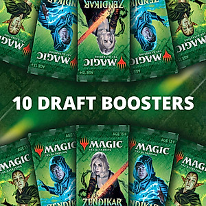 Magic: The Gathering Zendikar Rising Bundle | 10 Draft Booster Packs (150 Cards) | Foil Lands | Accessories