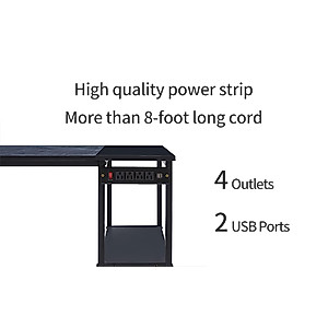 YOLOXO Computer Home Office Desk with Power Strip Outlet, 63 Inch Small Desk Study Writing Table with Storage Shelves, Modern Simple PC Desk, Black/Seablue,Blue