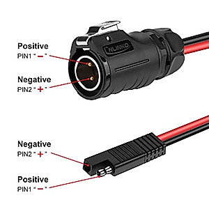 iGreely 2 Pin Power Industrial Circular Connector to SAE Cable with SAE Polarity Reverse Adapter for Solar Panel Trolling Motor Marine Boat Grand Design, Forrest River RV 10AWG 3Ft/0.9M