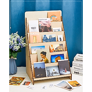 Wooden Greeting Card Display 6 Tier Sticker Display Stand Comic Book Display Wooden Portable Retail Table Display Stand Retail Counter Display Stand for Card Stickers Jewelry Soap Retail Showcase