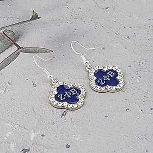 BAUNA Sorority Jewelry Rhinestone Earring Beaded Bracelet Zeta Greek Gift Women Necklace (Rhinestone Earring)