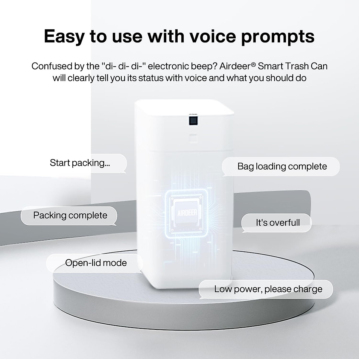 Airdeer Automatic Trash Can, 3 Gallon Self Sealing and Self-Changing Smart Trash Can, Motion Sensor, Touchless Garbage can with lid for Kitchen Bathroom Bedroom Office, 6 Refill Rings(C3, White)