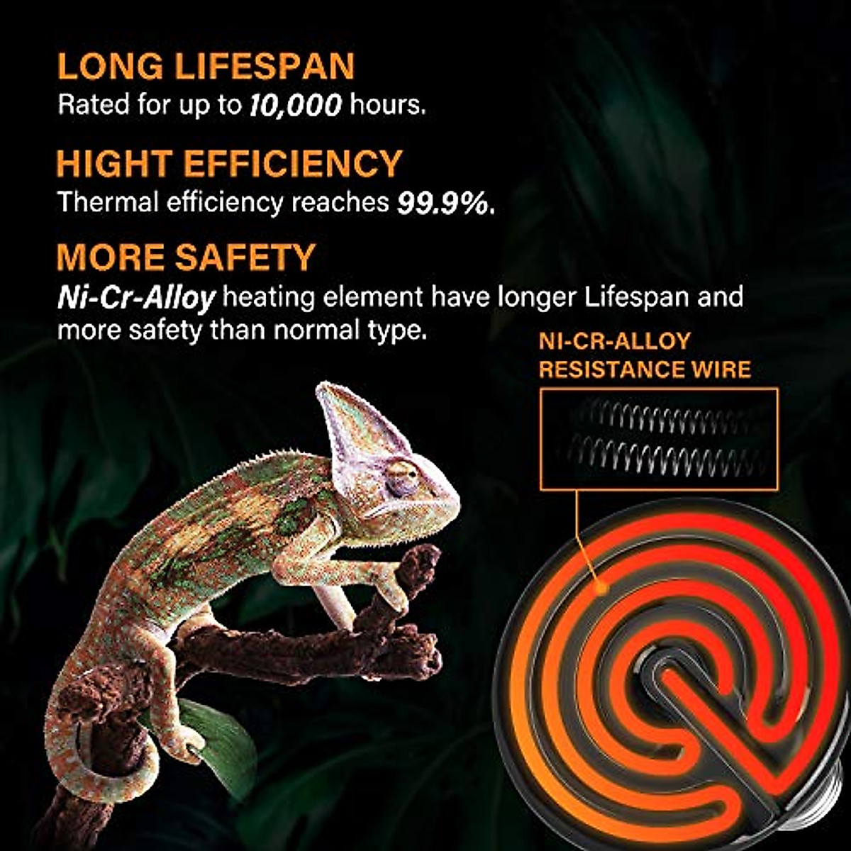 Simple Deluxe 25W 1-Pack Ceramic Heat Emitter Reptile Heat Lamp Bulb No Light Emitting Brooder Coop Heater for Amphibian Pet & Incubating Chicken, Black