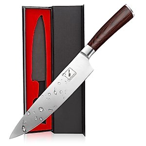 imarku Chef Knife - Pro Kitchen Knife 8 Inch Chef's Knives High Carbon Japanese SUS440A Stainless Steel Sharp Paring Knife with Ergonomic Handle, Red Handle, Christmas Gifts for Women Men