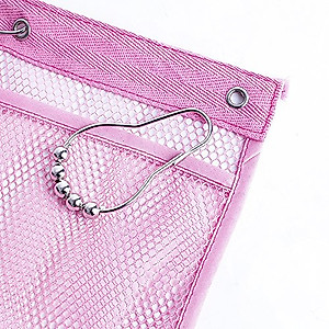 ALYER 6 Storage Pockets Hanging Mesh Shower Caddy,Space Saving Bathroom Accessories and Quick Dry Bath Organizer,Pink