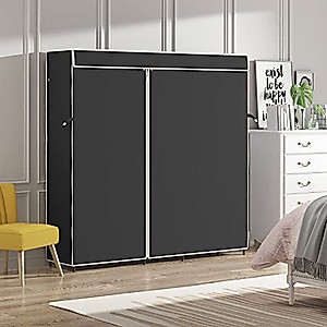 VIPEK Garment Rack Cover for V6, Large Size Dustproof Clothes Cover Oxford Fabric Clothing Rack Covers with Zipper, 75.6" L X 18.5" W X 75.2" H, Black