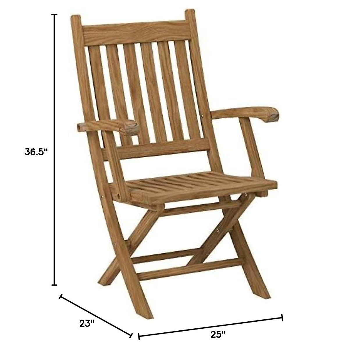 Modway EEI-2703-NAT Marina Premium Grade A Teak Wood Outdoor Patio Folding Armchair, Natural