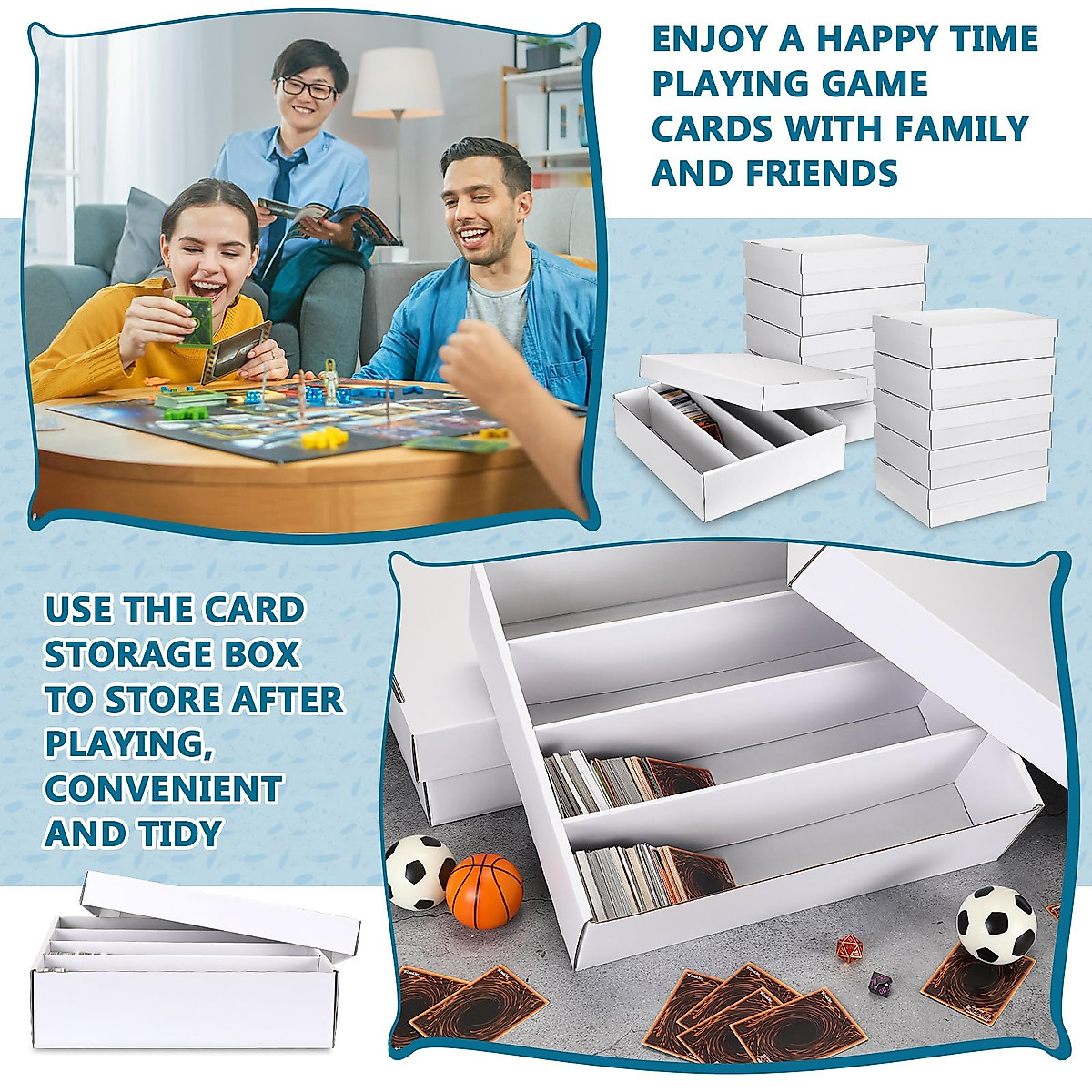 Seajan 16 Pcs Card Storage Box 3200 Count Trading Card Box White Sports Card Storage Boxes Collectible Trading Card Cases for Gaming Cards, Baseball Football Basketball Hockey Sports Cards