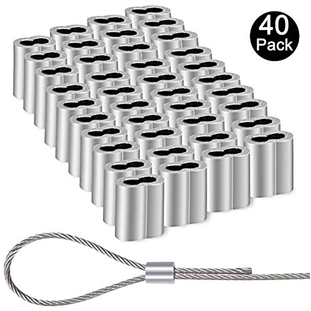 Picture Hanging Wire 1.5mm Up to 150lbs,100Feet(30.5M) Stainless Steel Wire Spool with 40Pcs Aluminum Crimping Loop Sleeve,Heavy Hanging Kit for Photo Frame Picture,Artwork,Mirror,String Light Hanging