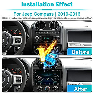 for 2010-2016 Jeep Compass Radio, Android 10 Car Stereo Radio 10.1 Inch Touch Screen Car Audio Receiver with GPS Navigation Bluetooth Head Unit Supports Backup Camera WiFi Mirror Link FM CANBUS