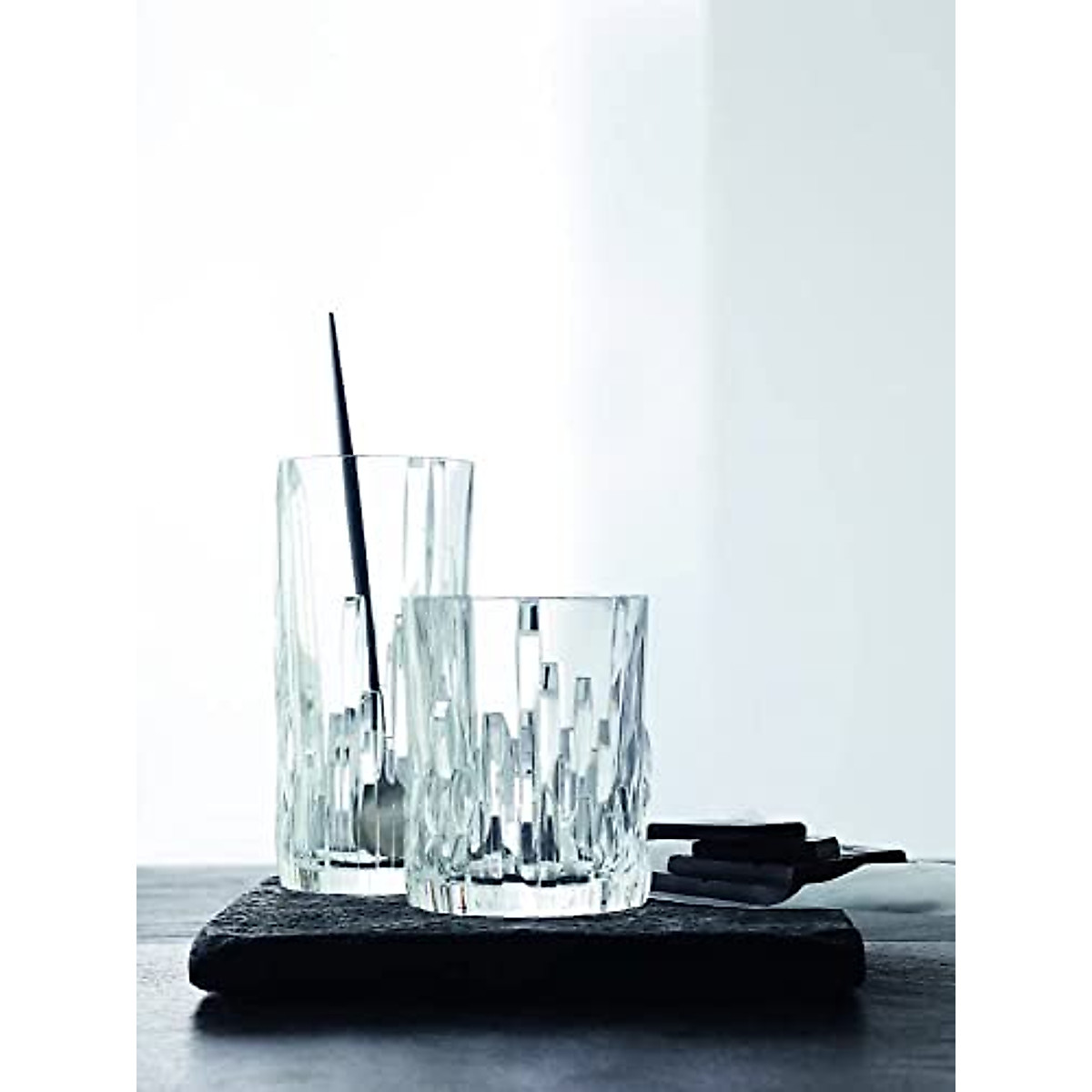 Nachtmann Shu Fa series Whiskey Tumbler Set of 4, Clear Crystal Glass, 4-Inch, Tumbler for Scotch, Cocktail, Liquor, or Bourbon, 11-Ounce, dishwasher safe