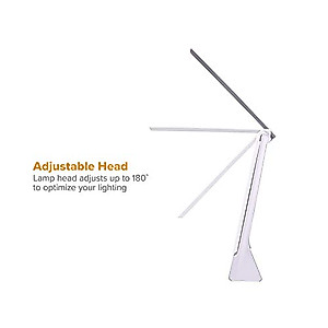 Bostitch Office KT-VLED1810-WHITE Rechargable Battery LED Desk Lamp, 3 Color Temperatures, Flip Open, White