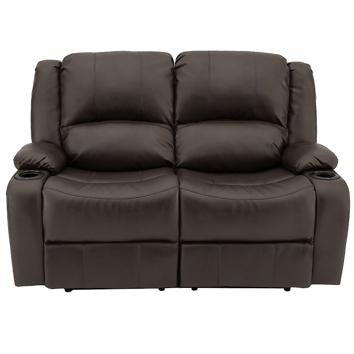 RecPro Charles 58" Powered Double RV Wall Hugger Recliner Sofa RV Loveseat with Upgraded 2023 Fabric (Chestnut)