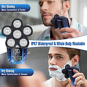 CoSuiovei Head Shaver for Bald Men,6 in 1 Electric Shavers for Bald Head Cordless, Waterproof Wet Dry Mens 6 Heads Electric Razor for Shaving, Man Rechargeable Facial Shaver Rotary Face Hair Razor