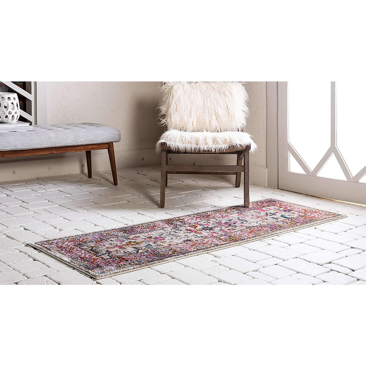 Unique Loom Aurora Collection Over-Dyed, Abstract, Botanical Southwestern, Transitional Area Rug, Rectangular 9' 0" x 12' 0", Beige/Pink