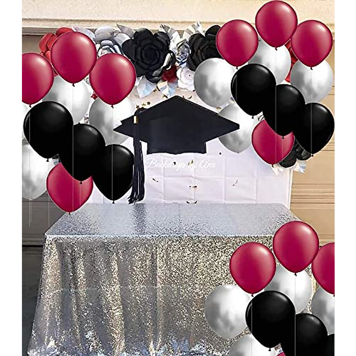Graduation Decorations 2023 Maroon Grad Burgundy Black Balloons 30Pcs Burgundy Silver Black Balloons 2023 Burgundy Graduation Party Supplies