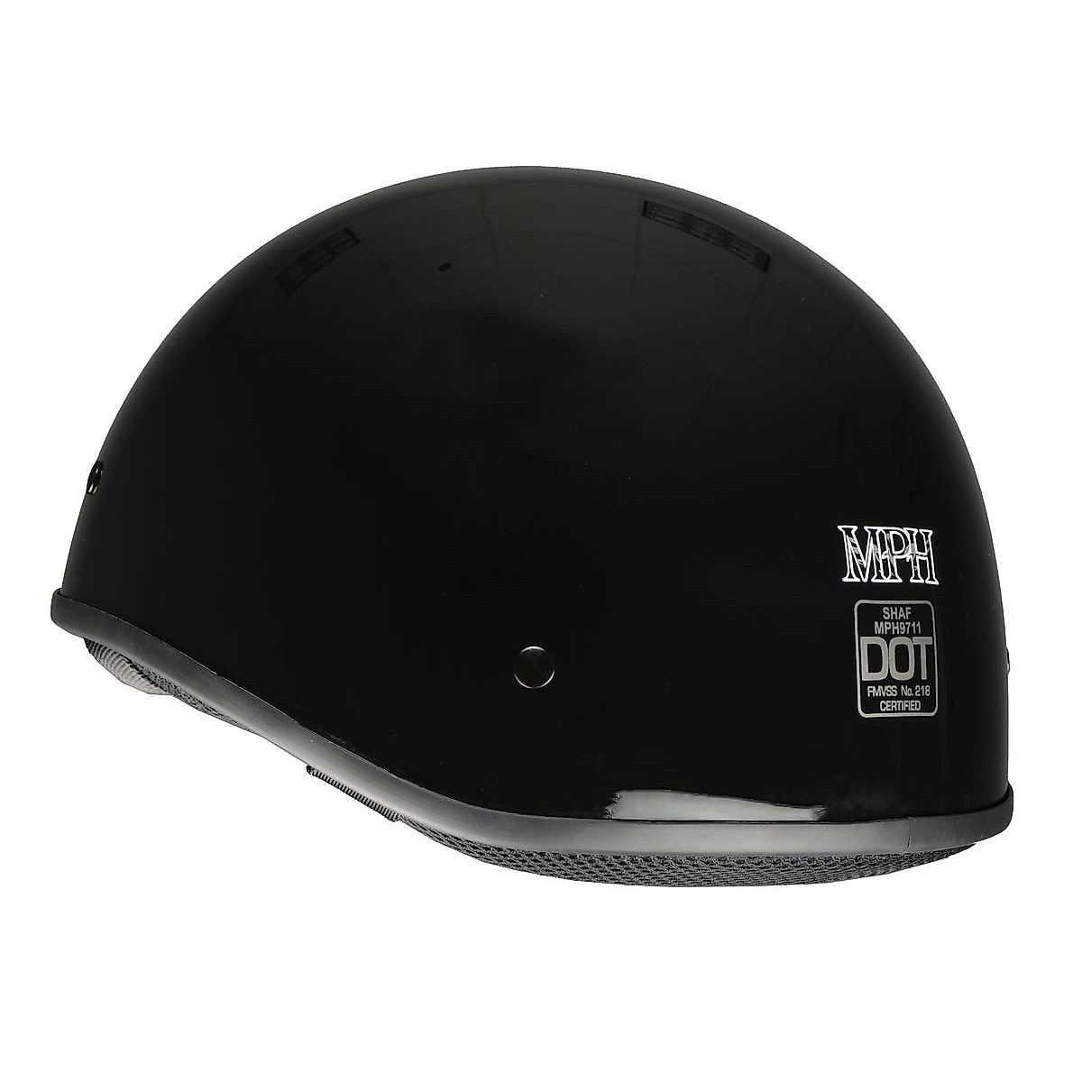 Milwaukee Helmets Bare Bones Glossy Black Half Motorcycle Helmet for Men and Women DOT Approved MPH9711DOT - Large