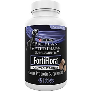 Purina Pro Plan Veterinary Supplements FortiFlora Chewable Dog Probiotic Supplement Tablets 45 ct. Canister