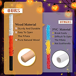 MUWOOB Halloween Ghost Pinata, Halloween Piñata with 100 pcs Halloween Tattoos, Stick Blindfold and Confetti, Cute Halloween Birthday Pinata Party Games Decorations for Kids Adults (Ghost with Hat)