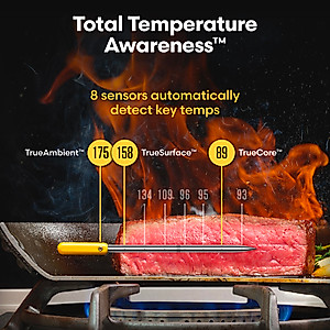Combustion Predictive Thermometer & Display: Wireless Meat Thermometer, Bluetooth + Cloud Connectivity – Eight Sensors for Precise Cooking Predictions – Onboard Food Safety – TrueCore Sensing